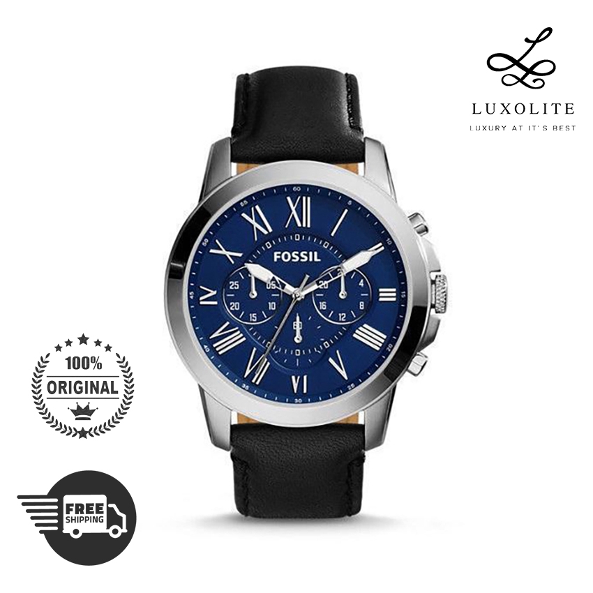 Fossil Chronograph Grant FS4990 Black Leather Men's Watch | Shopee Malaysia