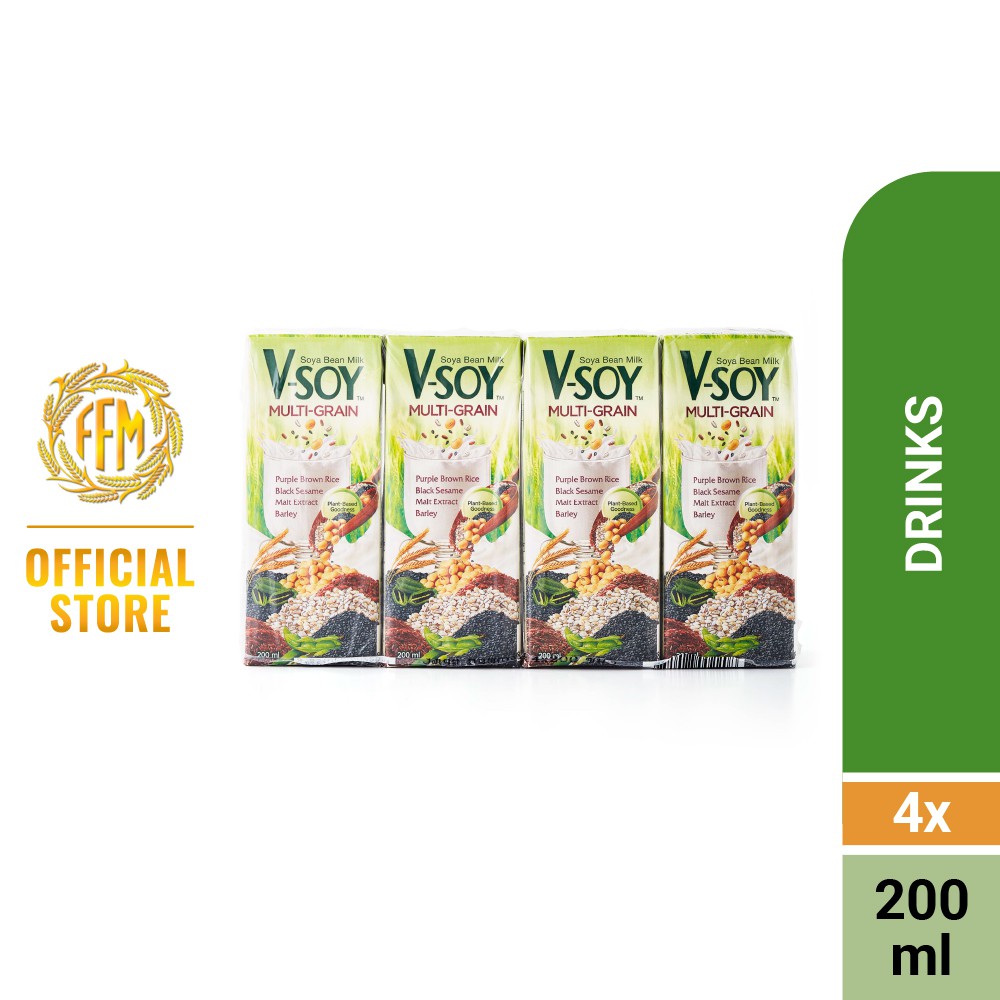 V-SOY Soy Bean Milk - MultiGrain (4's x 200ml) | Shopee Malaysia