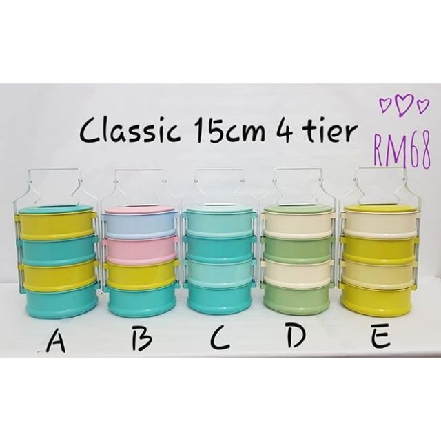 ~ READY STOCK COLOURFUL TIFFIN CLASSIC 15CM 4TIER ~ | Shopee Malaysia