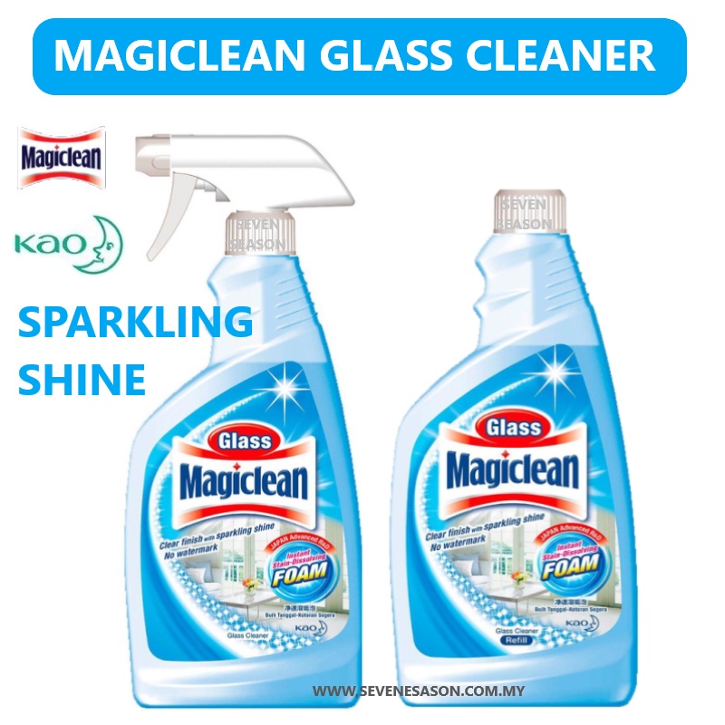 KAO MAGICLEAN GLASS CLEANER 500ML TRIGGER SPRAY REFILL WINDOW CLEANER ...