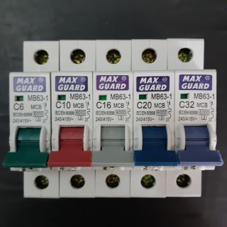 Maxguard 1 pole 1p MCB 6A 10A 16A 20A 32A SIRIM miniature circuit breaker 6000A | Shopee Malaysia