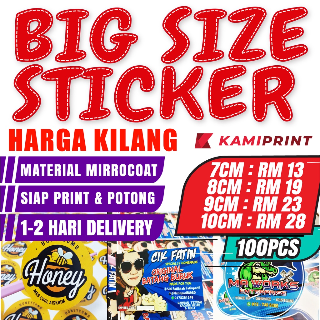 [ 100 PCS ] LARGE SIZE STICKER PRODUCTS @ STICKER PRODUK @ STICKER ...