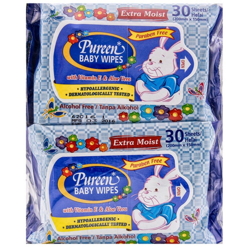 Pureen Baby Wipes Blue (2 x 30 Sheets) | Shopee Malaysia