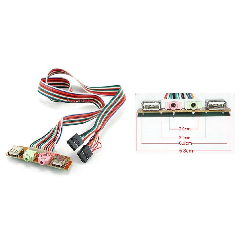PC Computer Case Front Panel USB Audio Port Mic Earphone Cable (CP-W ...