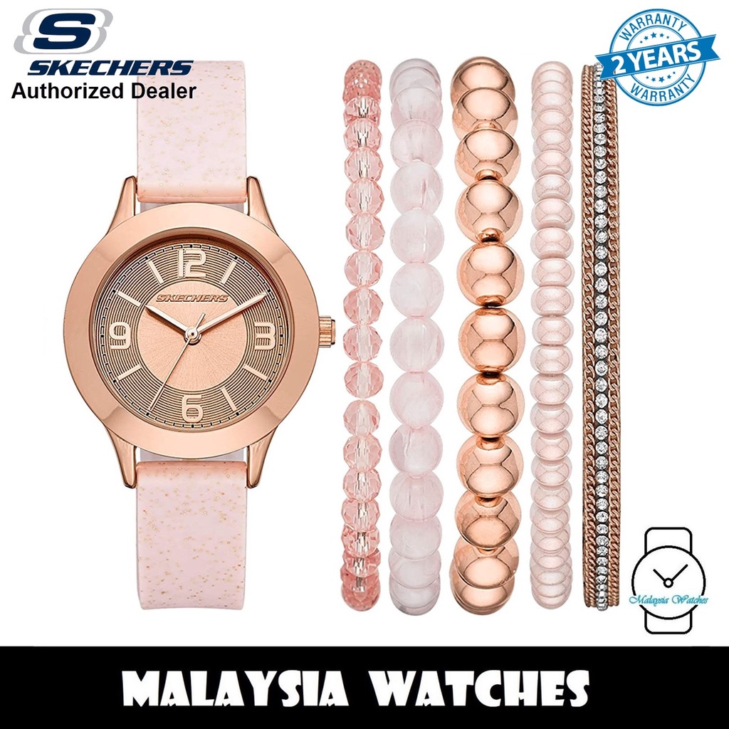 (OFFICIAL WARRANTY) Skechers SR9024 Rose Gold-Tone Dial Pink Silicone ...
