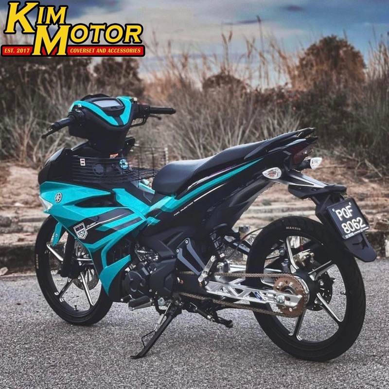 COVERSET Y15 V1 V2 ORIGINAL VELOZI CYAN LUMUT STRIPE SIAP TAMPAL | Shopee Malaysia