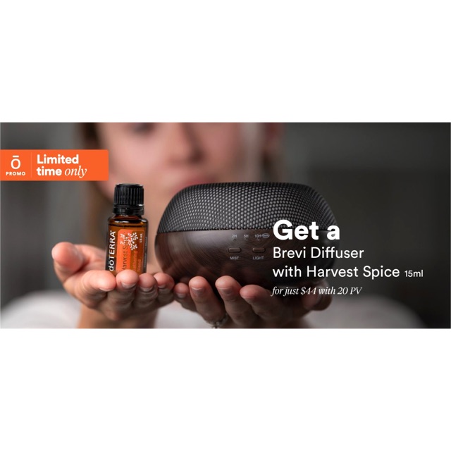 doTERRA Brevi Walnut Diffuser & Harvest Spice Essential Oil Blend ...