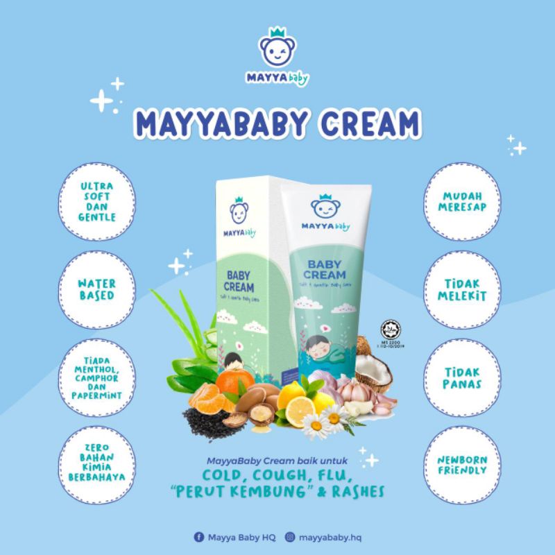 MAYYA BABY CREAM SESUAI UNTUK BATUK KAHAK SELSEMA KULIT GATAL | Shopee ...