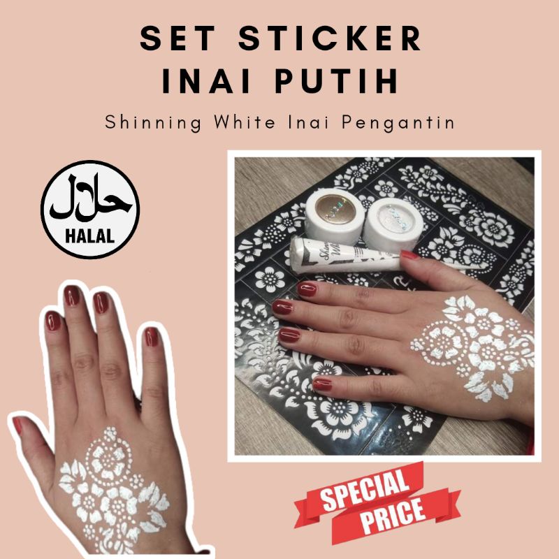 Set Combo Inai Lukis Putih , Glitter . Inai Lukis Putih Pengantin Viral ...