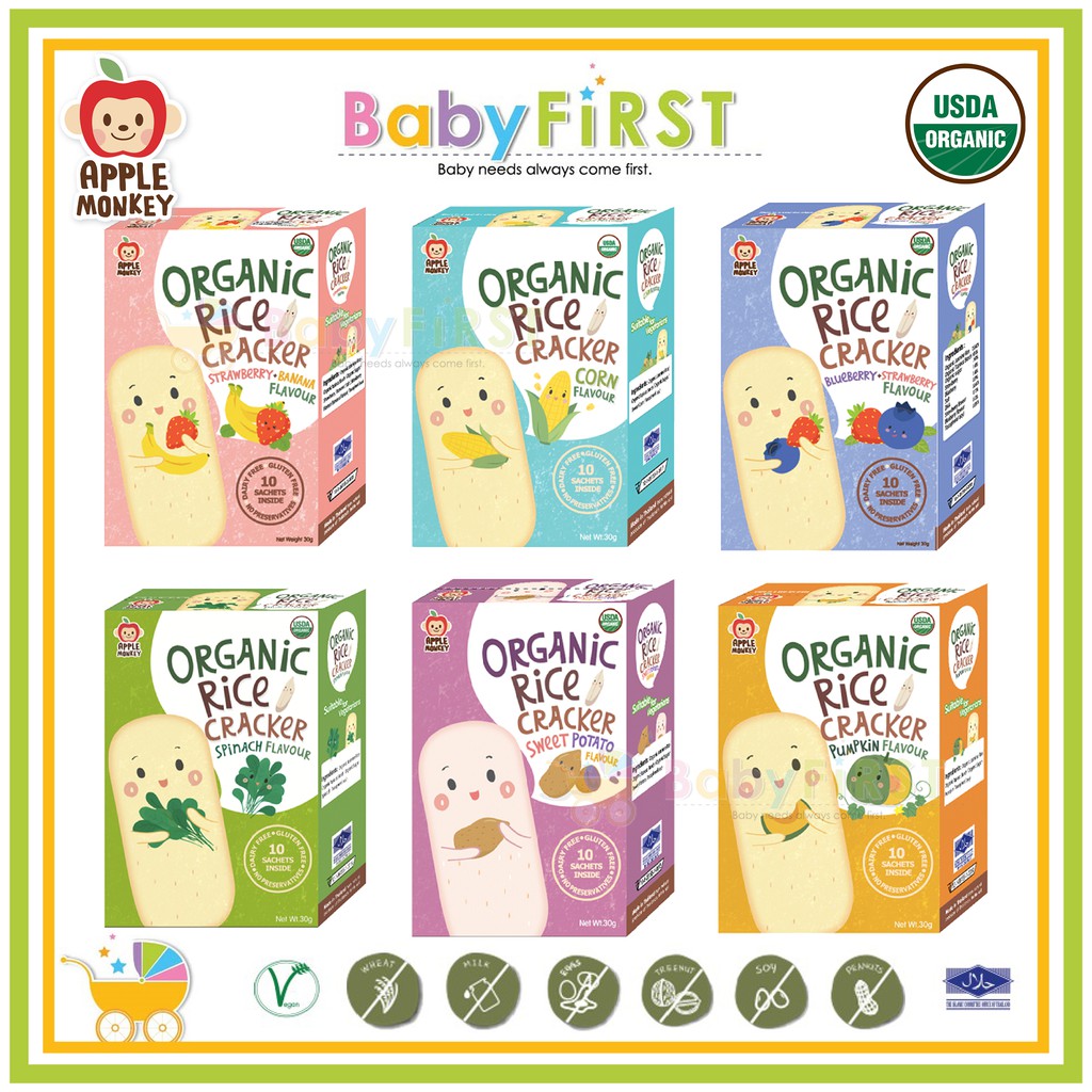 Apple Monkey Organic Rice Cracker 30g | Shopee Malaysia