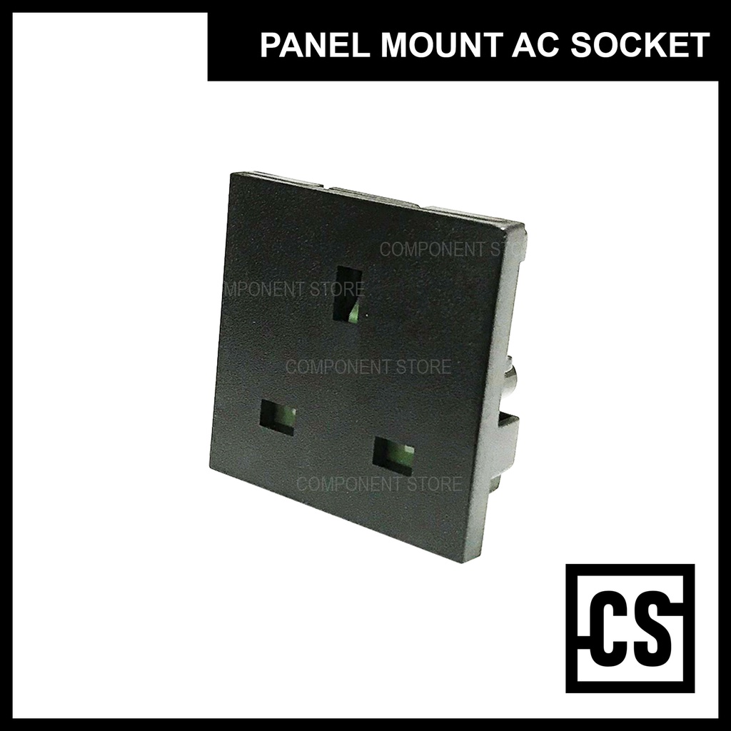AC 250V 13A UK Panel Mount Snap In Power Socket Outlet Receptacle Black ...