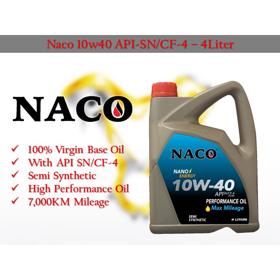 NACO 10w40 4L Semi Synthetic Engine Oil API-SN/CF-4 Car Lubricant 10w ...