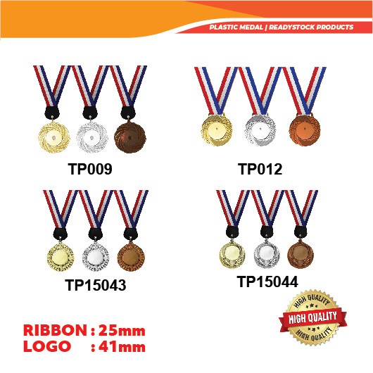 Plastic Medal With 25mm Ribbon + Label Sticker Both Side | Shopee Malaysia