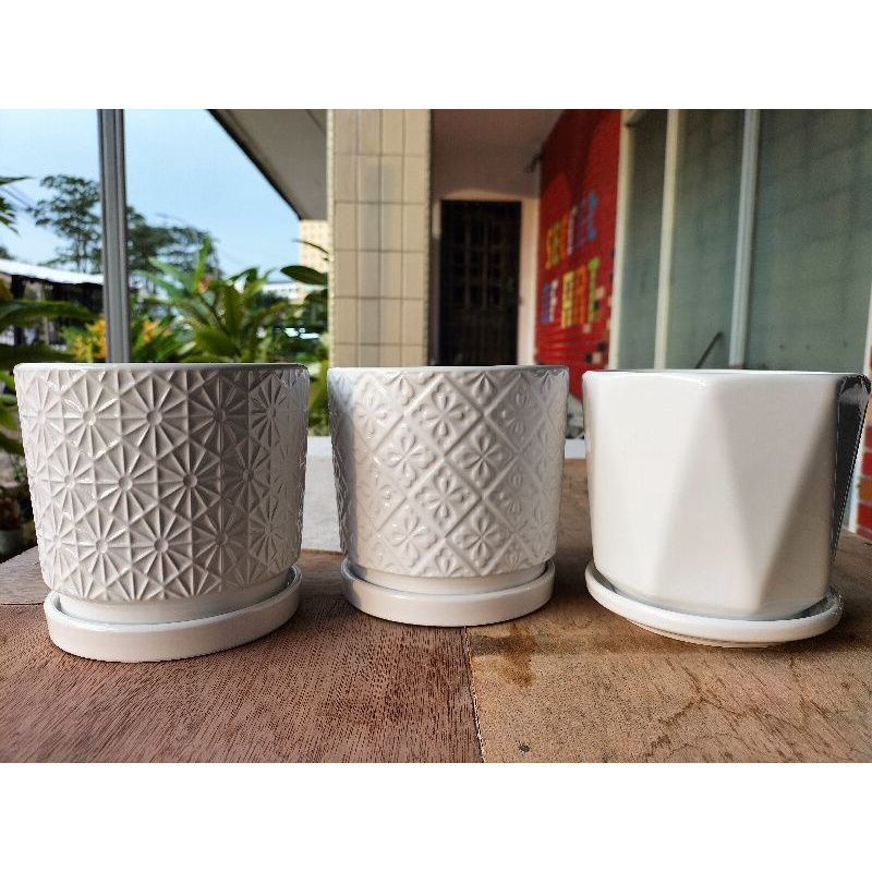 White Ceramic Pot / Pasu Putih Seramik | Shopee Malaysia