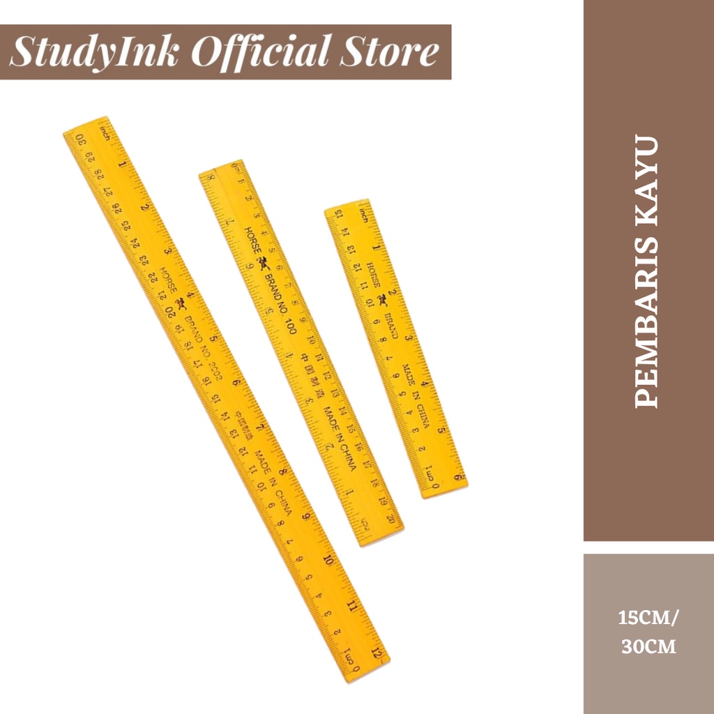 PEMBARIS KAYU / WOODEN RULER 15CM / 30CM | Shopee Malaysia