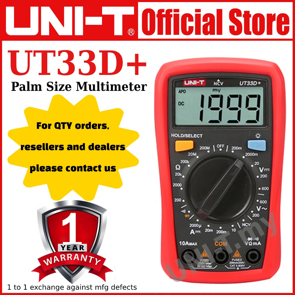 UNI-T UT33D+/UT33A+/UT33B+/UT33C+ Palm Size Multimeter | Shopee Malaysia