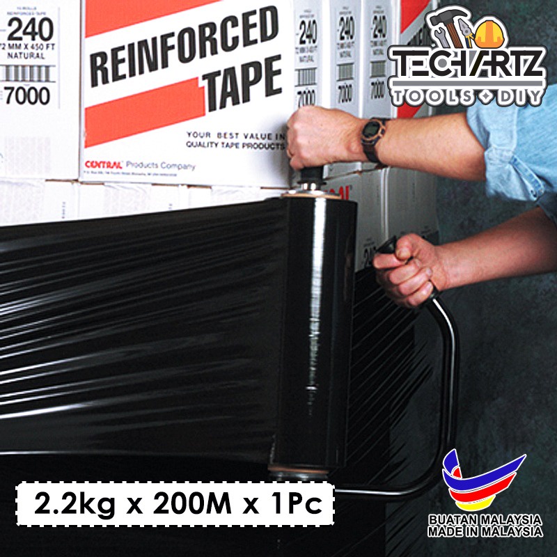 500MM Black Stretch Plastic Wrap Film Wrapping Film Packing Film 2.2kg ...