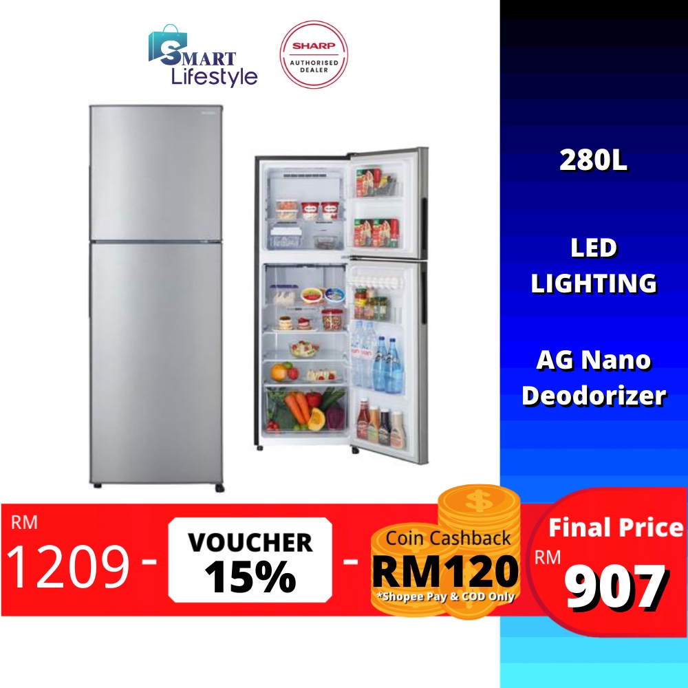 Sharp Smile Refrigerator (280L) SJ285MSS | Shopee Malaysia