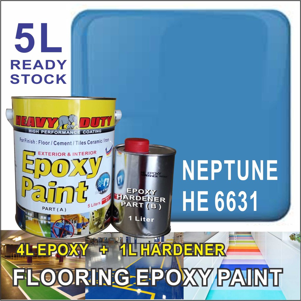 NEPTUNE HE6631 ( 5 Liter HEAVY DUTY EPOXY ) Two Pack Epoxy Floor Paint ...