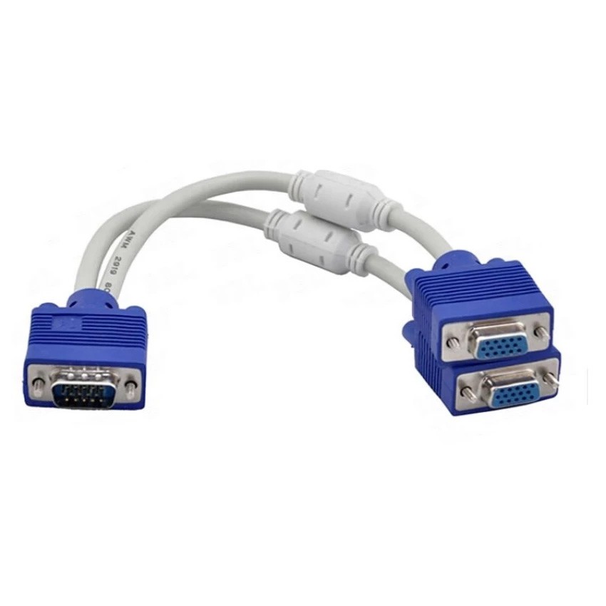 15Pin VGA Splitter Cable 1 Male to 2 Female Y Adapter Monitor Converter | Shopee Malaysia