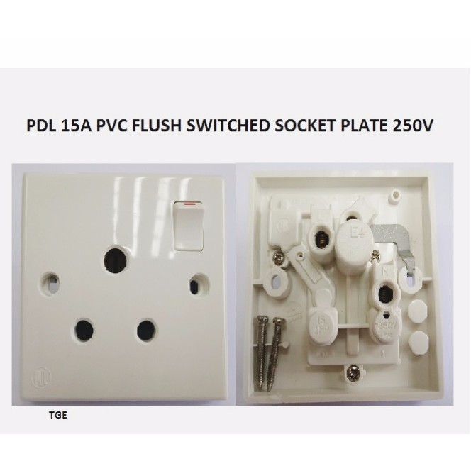 PDL 15A PVC Flush Switched Socket 250V | Shopee Malaysia