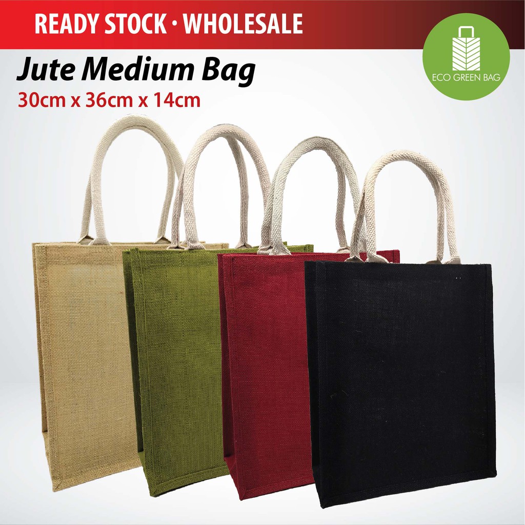 Classic Jute Tote Bag Colour Medium A4 Beg Jute Warna Kosong 30x36x14cm ...