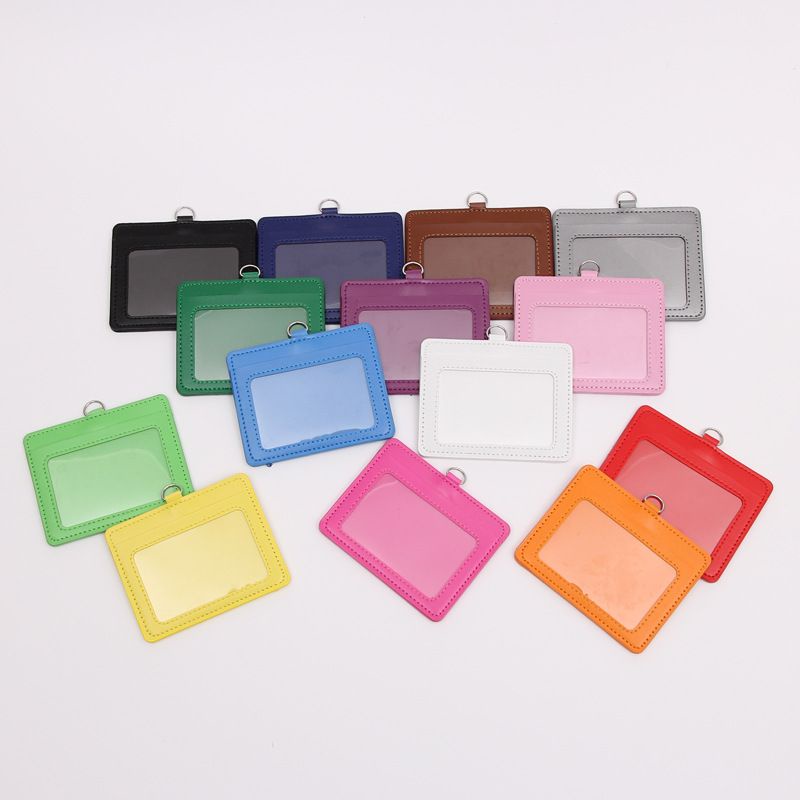 Name Tag Horizontal Card Holder Double Pocket PU High Quality Card ...