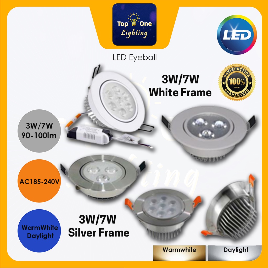 LED RECESSED EYEBALL SPOTLIGHT 3W / 7W LED SMD EYE BALL CEILING LIGHT ...