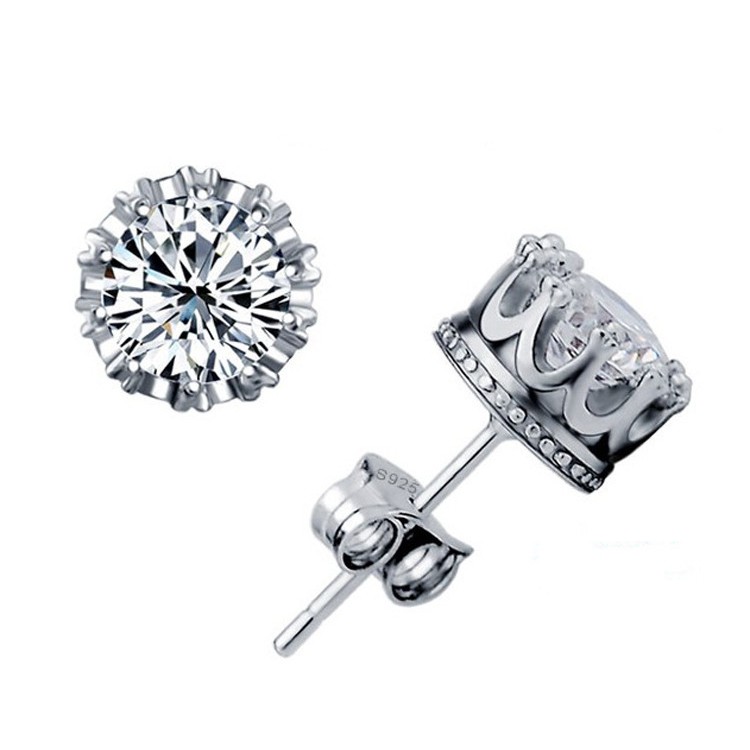 SSA 925 Silver Plated Earring Anting anting Crown Zircon Rhinestone ...