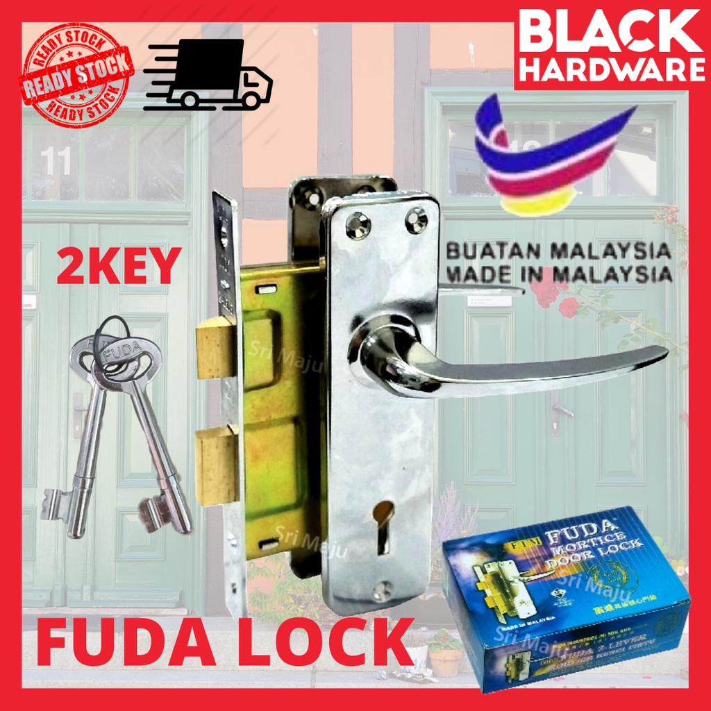 BLACK HARDWARE FUDA Mortice Security Safety Door Lock 2 Lever Mangga ...