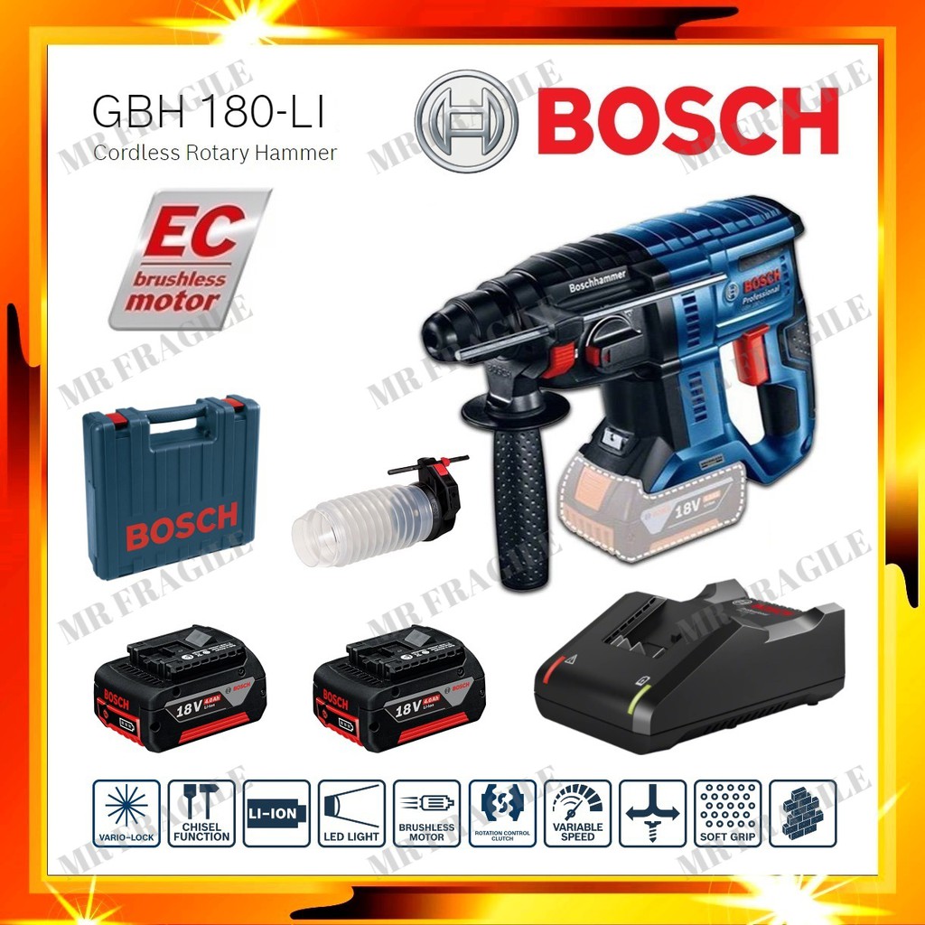 Buy Bosch GBH 180 Li Cordless Rotary Hammer (Brushless, 47% OFF