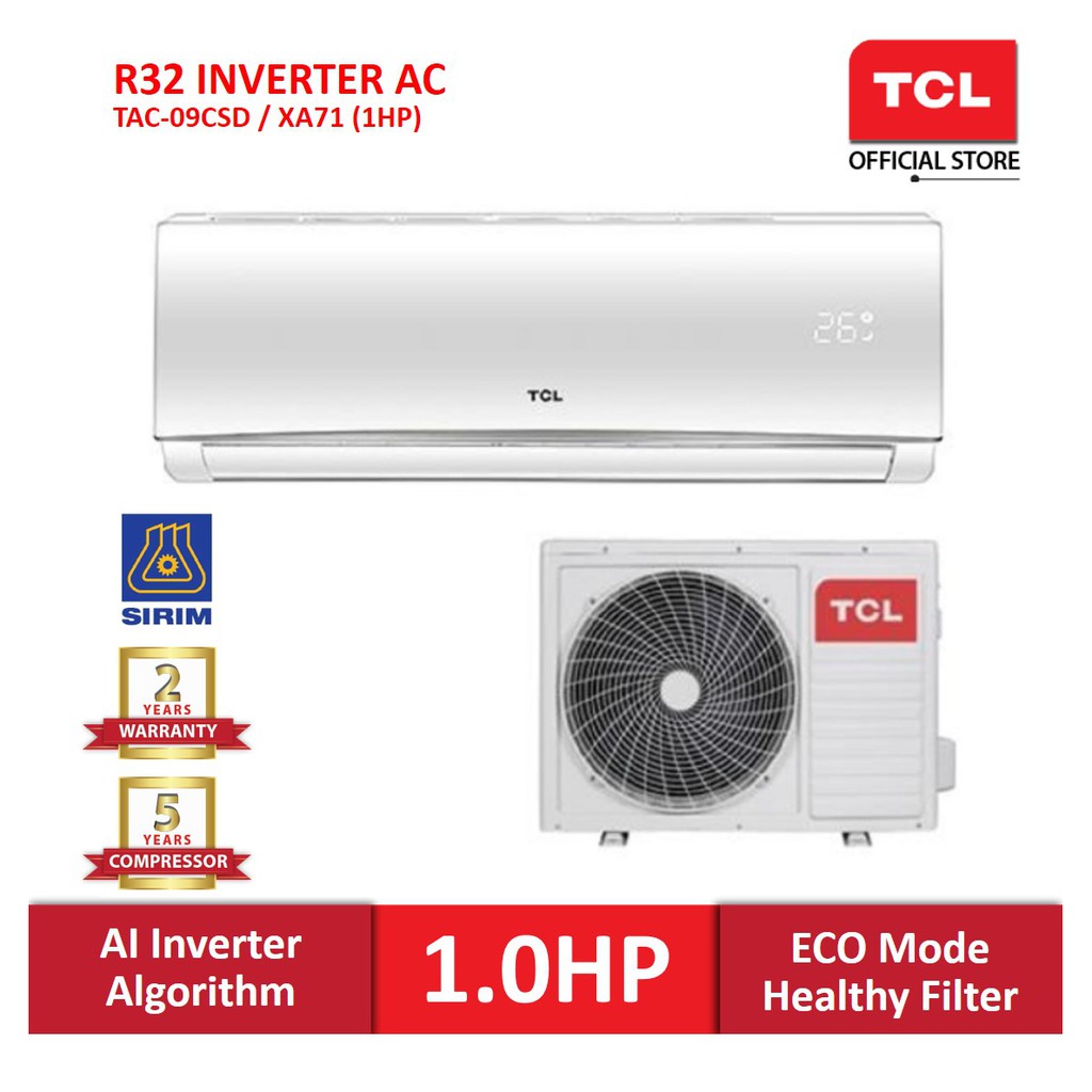 TCL 1.0HP Inverter Aircond Air Conditioner R32 DC Elite Series TAC ...