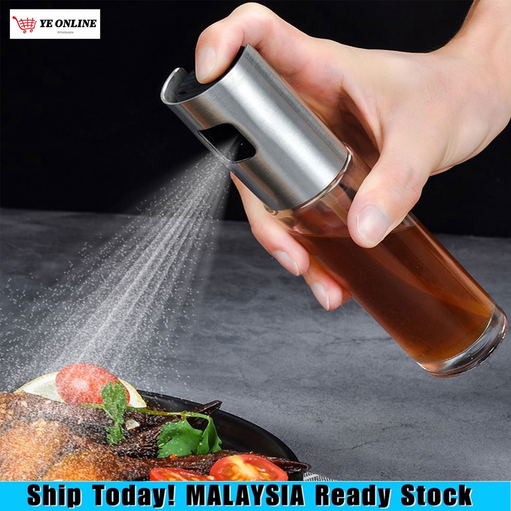 Oil Spray Bottle Grill Food Mist Sprayer Condiment Liquid Glass Bottles ...