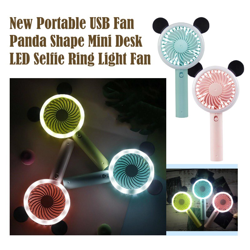New portable cartoon fan Panda big wind night light desktop USB ...