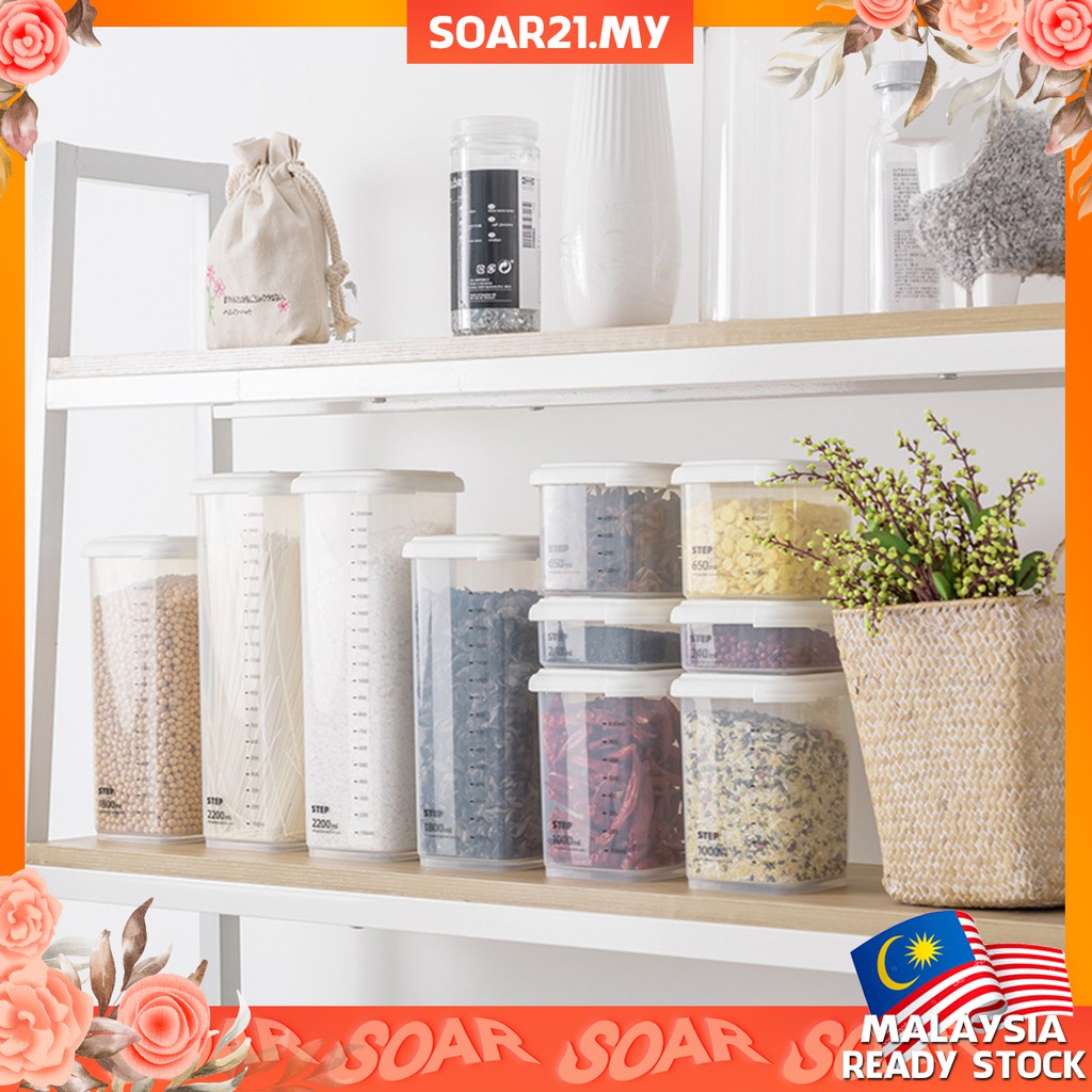 3 pcs Transparent Capacity Shell Food Storage Box Container Tank Bekas ...