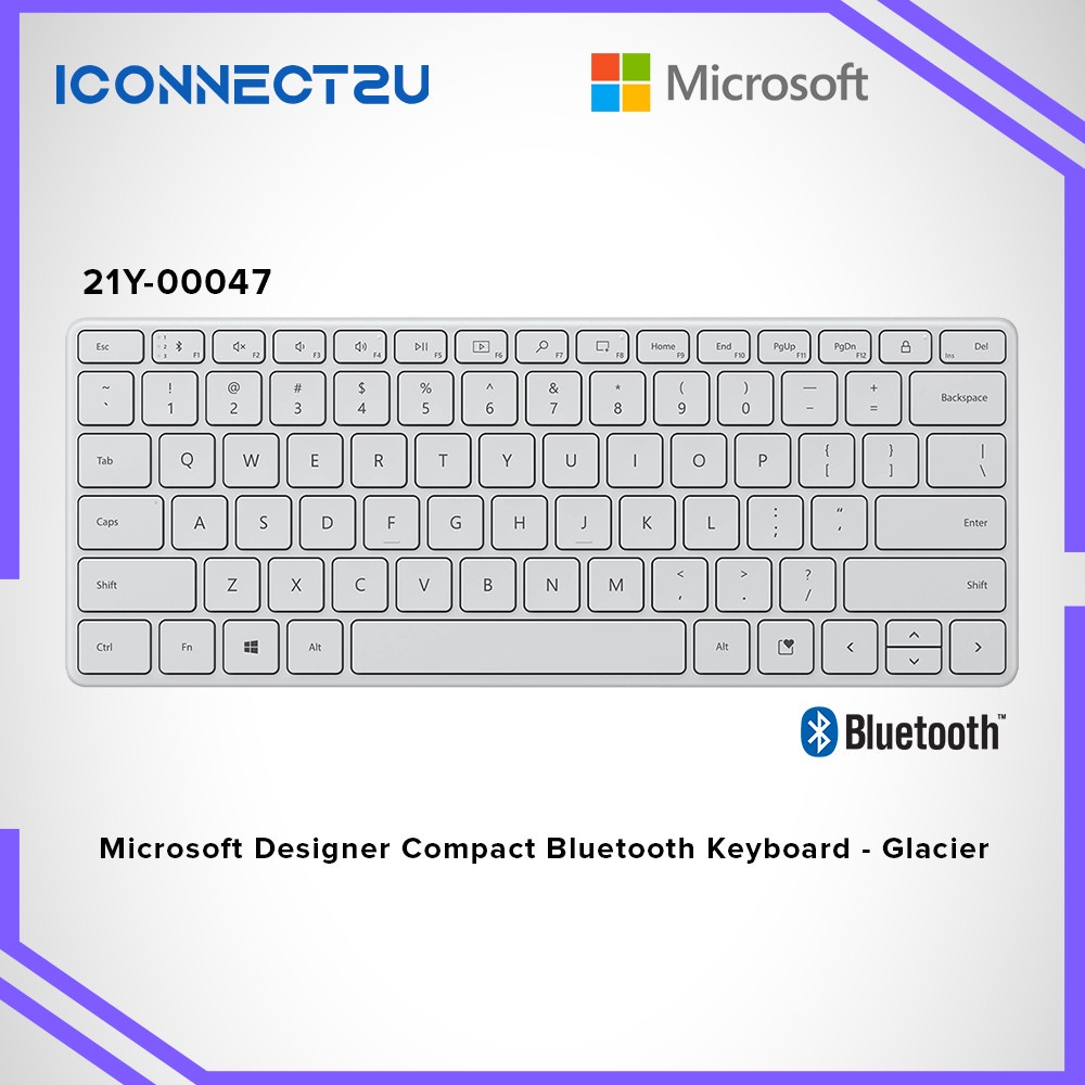 Microsoft Designer Compact Bluetooth Wireless Keyboard - Glacier (21Y ... Microsoft Designer Compact Bluetooth Wireless Keyboard - Glacier (21Y ...