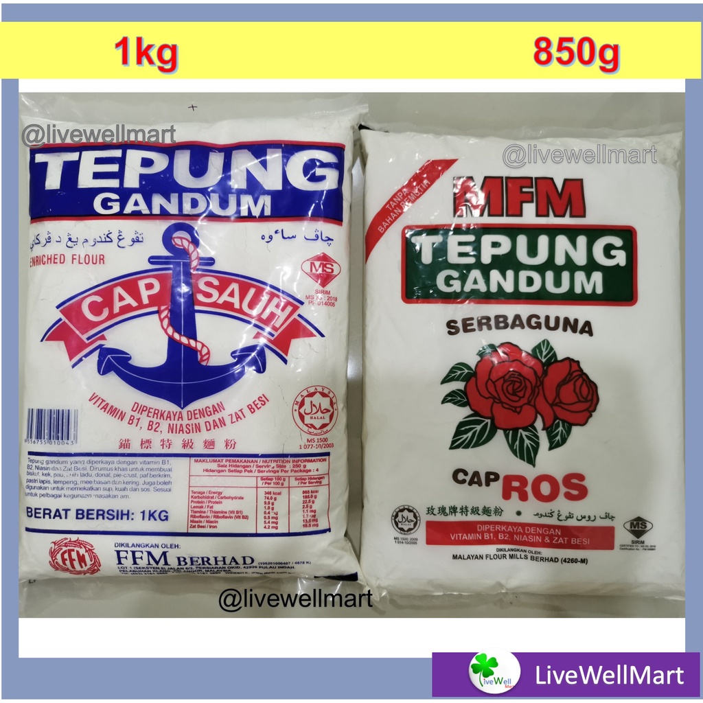 Tepung Gandum Cap Sauh /Cap Ros [FFM/ MFM] 850g-1kg Flour | Shopee Malaysia