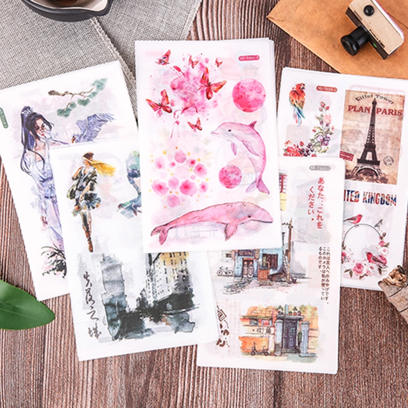 6 Sheets Japanese Cartoon Translucent Washi Stickers Set Diary ...