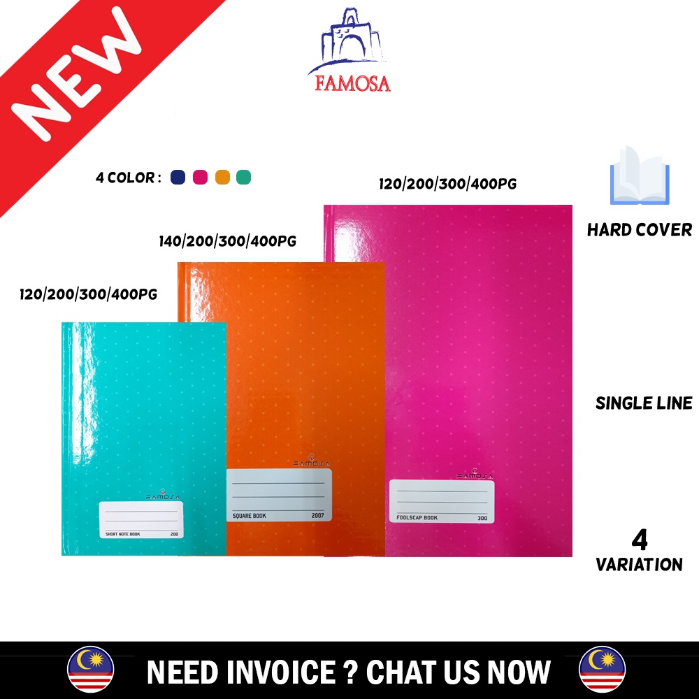 F4 F5 A6 Hard Cover Book Logbook Buku Log Foolscap Notebook 60gsm 120 ...