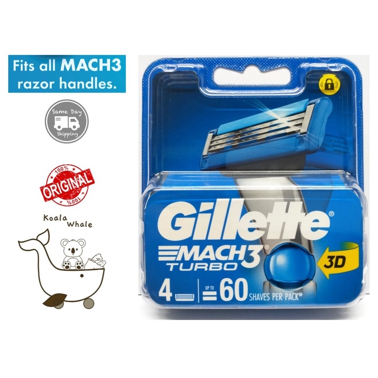 Gillette Mach3 Mach 3 TURBO 3D (4 Cartridges) (Original) | Shopee Malaysia