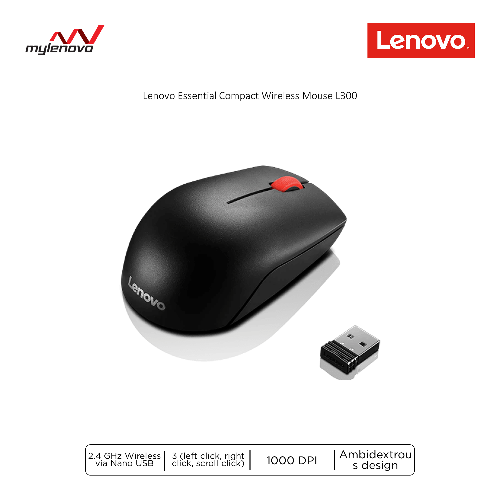 Lenovo Essential Compact Wireless Mouse L300 | Shopee Malaysia