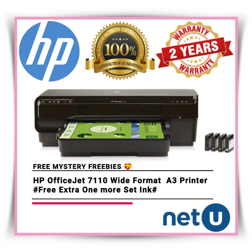 HP OfficeJet 7110 Wide Format A3 Printer #Free Extra One more Set Ink# | Shopee Malaysia