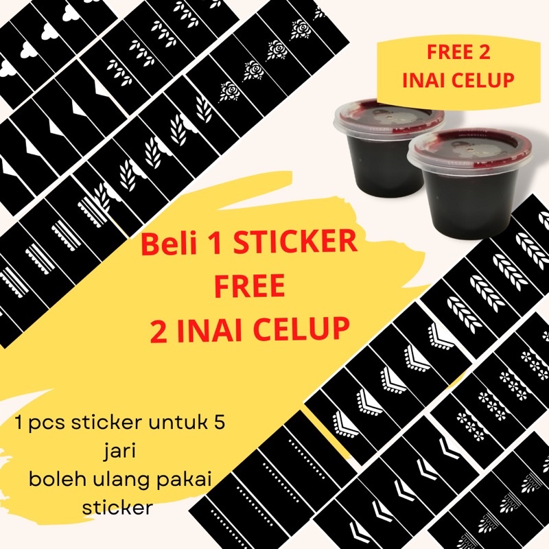 Sticker Inai Celup Exclusive set Cantik Kemas DIY Di Rumah Jimat Duit ...