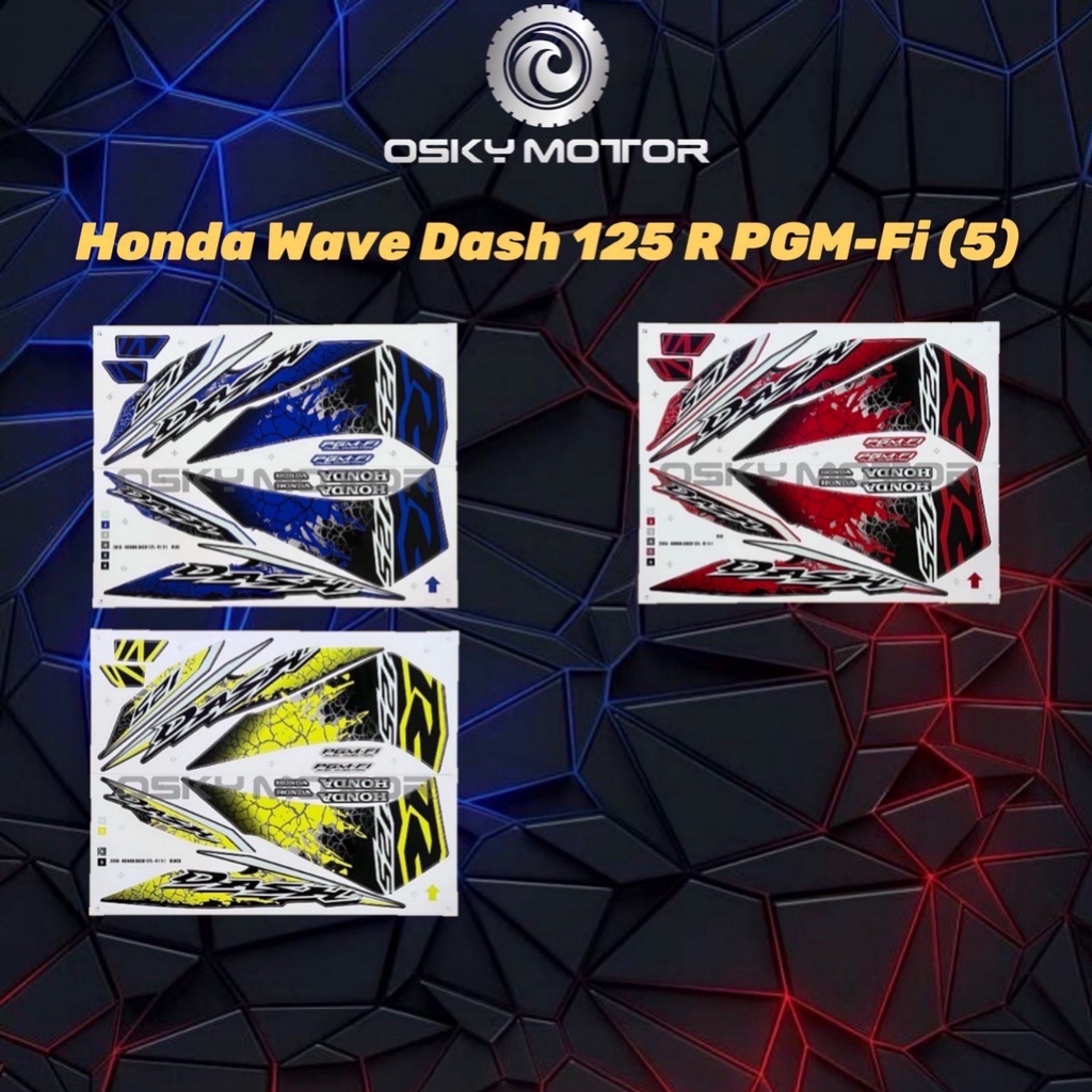 Honda Wave Dash 125 R PGM-Fi (5) Body Sticker - Blue / Red / Black ...