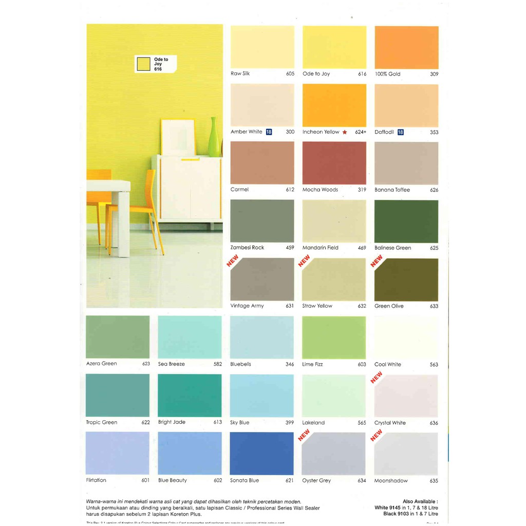 KCC KORETON PLUS INTERIOR PAINT EMULSION PAINT 7 LITER (CAT MURAH DALAM ...