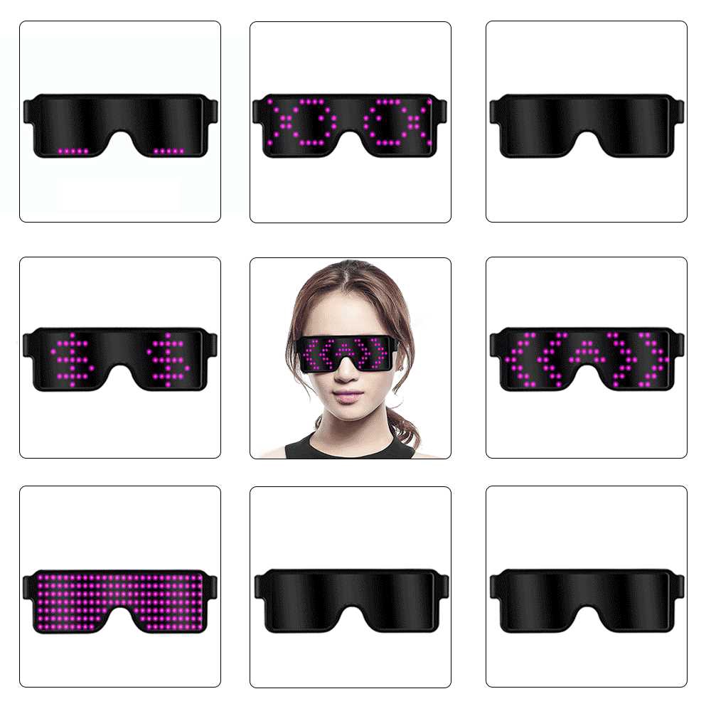 LED Party Glasses Rechargeable Toy Glasses with Multiple Animation ...
