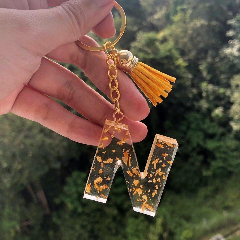 (READY STOCK) Aurum Series, Resin Alphabet Initial Keychain (Gold ...