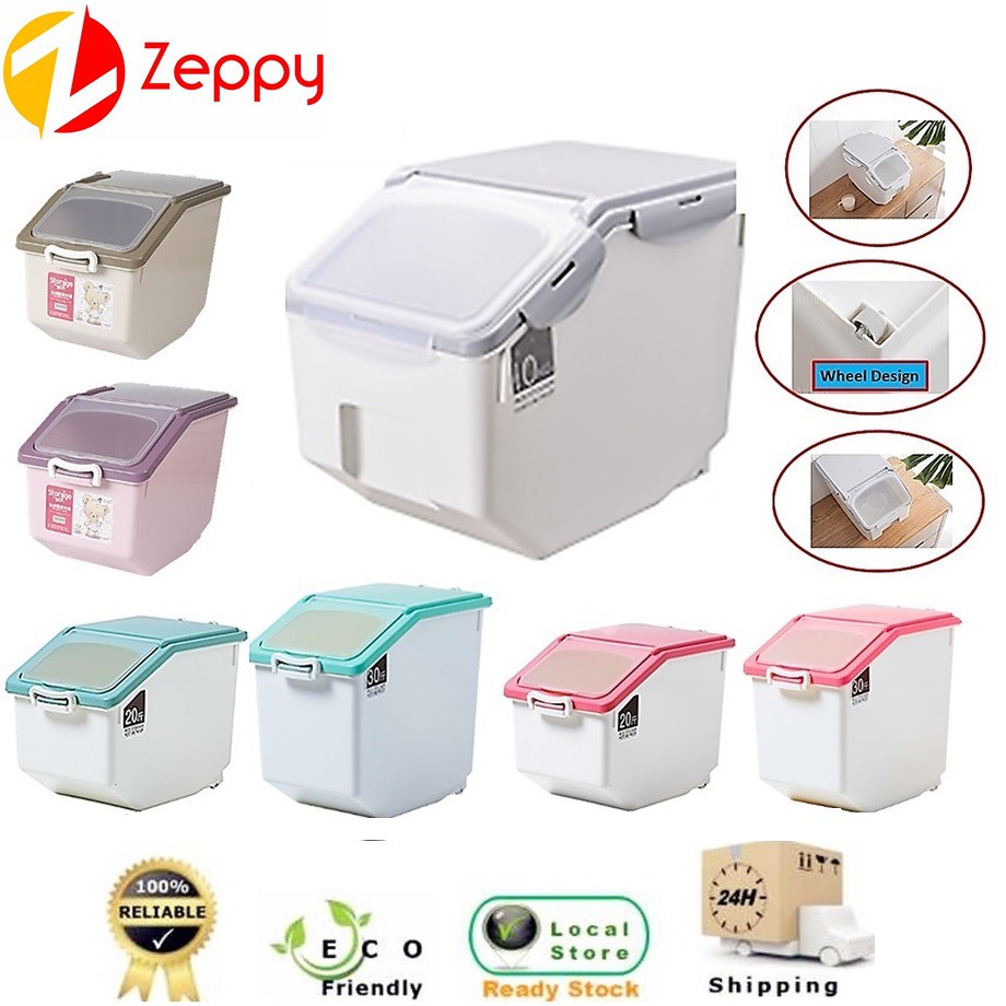 10kg 15kg Kitchen Rice Storage Bucket Rice Container Barrel with Wheel ...