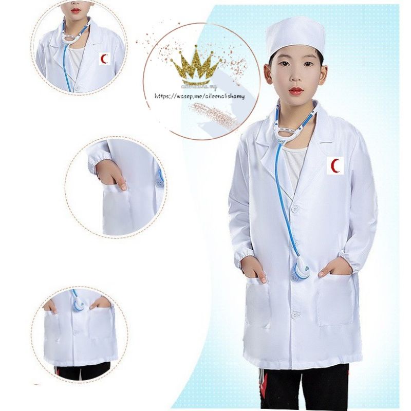 Cosplay Boys & Girls Doctor Costume Kids Baju Doktor kanak-kanak ...