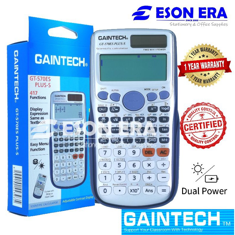 Gaintech Scientific Calculator GT-570ES Plus-S Battery & Solar 12 ...